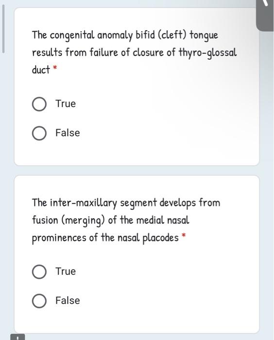 Solved The congenital anomaly bifid (cleft) tongue results | Chegg.com
