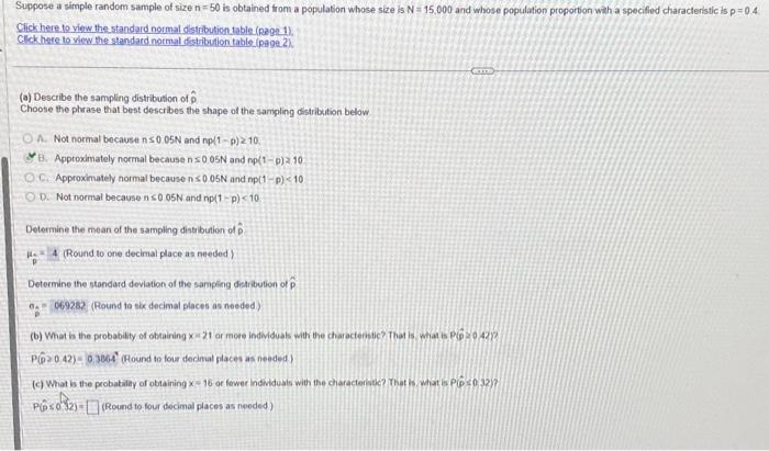 Solved Suppose a simple random sample of size n=50 is | Chegg.com
