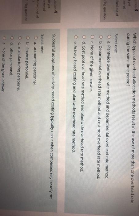 Solved eston Which types of overhead allocation methods | Chegg.com