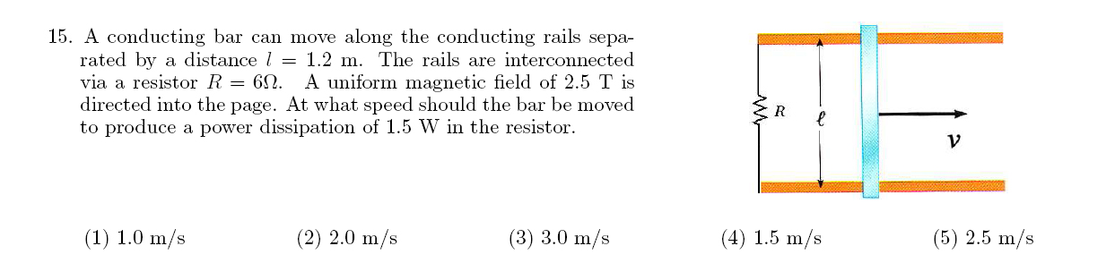Solved A conducting bar can move along the conducting rails | Chegg.com