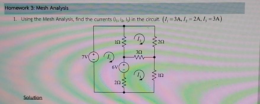 Solved 1. Using the Mesh Analysis, find the currents | Chegg.com