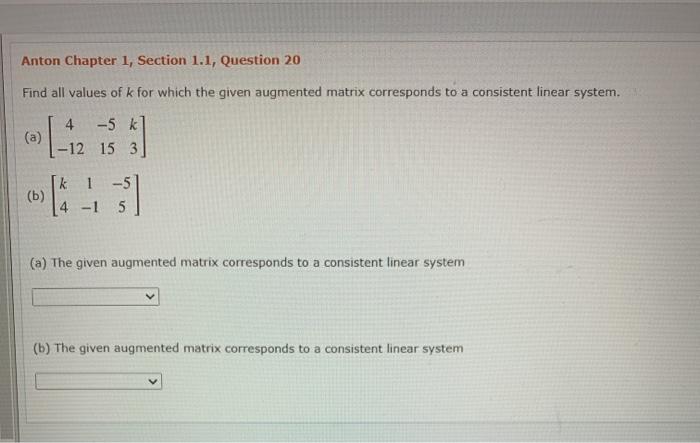 Solved Anton Chapter 1, Section 1.1, Question 20 Find all | Chegg.com