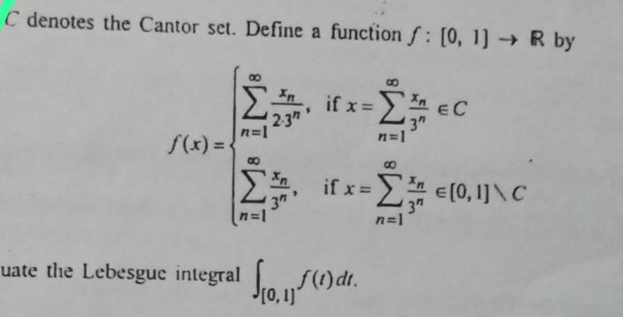 Solved C ﻿denotes the Cantor set. Define a function | Chegg.com