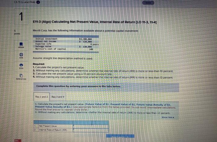 Solved Chill Ex and Prob 1 E11-3 (Algo) Calculating Net | Chegg.com