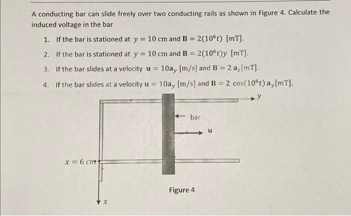 Solved A conducting bar can slide freely over two conducting | Chegg.com