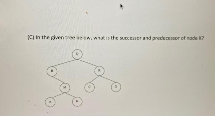 Solved (C) In the given tree below, what is the successor | Chegg.com