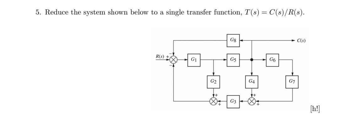 Solved 5. Reduce the system shown below to a single transfer | Chegg.com