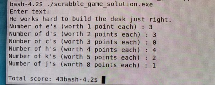Solved Write a program scrabble game.cpp that reads in text | Chegg.com
