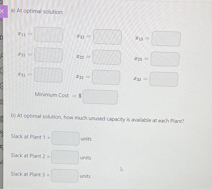 Solved The following table is a transportation matrix | Chegg.com