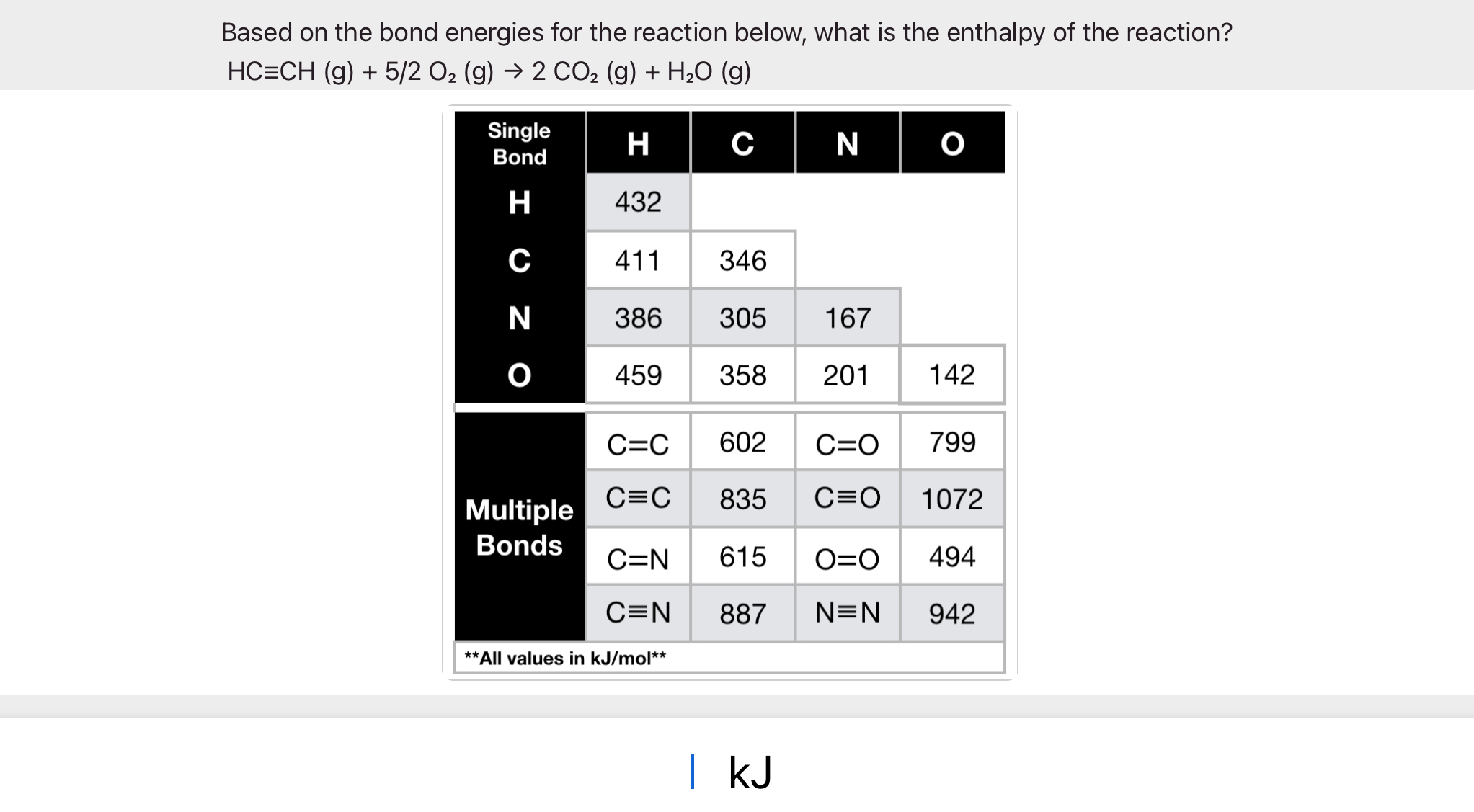 Solved Based on the bond energies for the reaction below, | Chegg.com