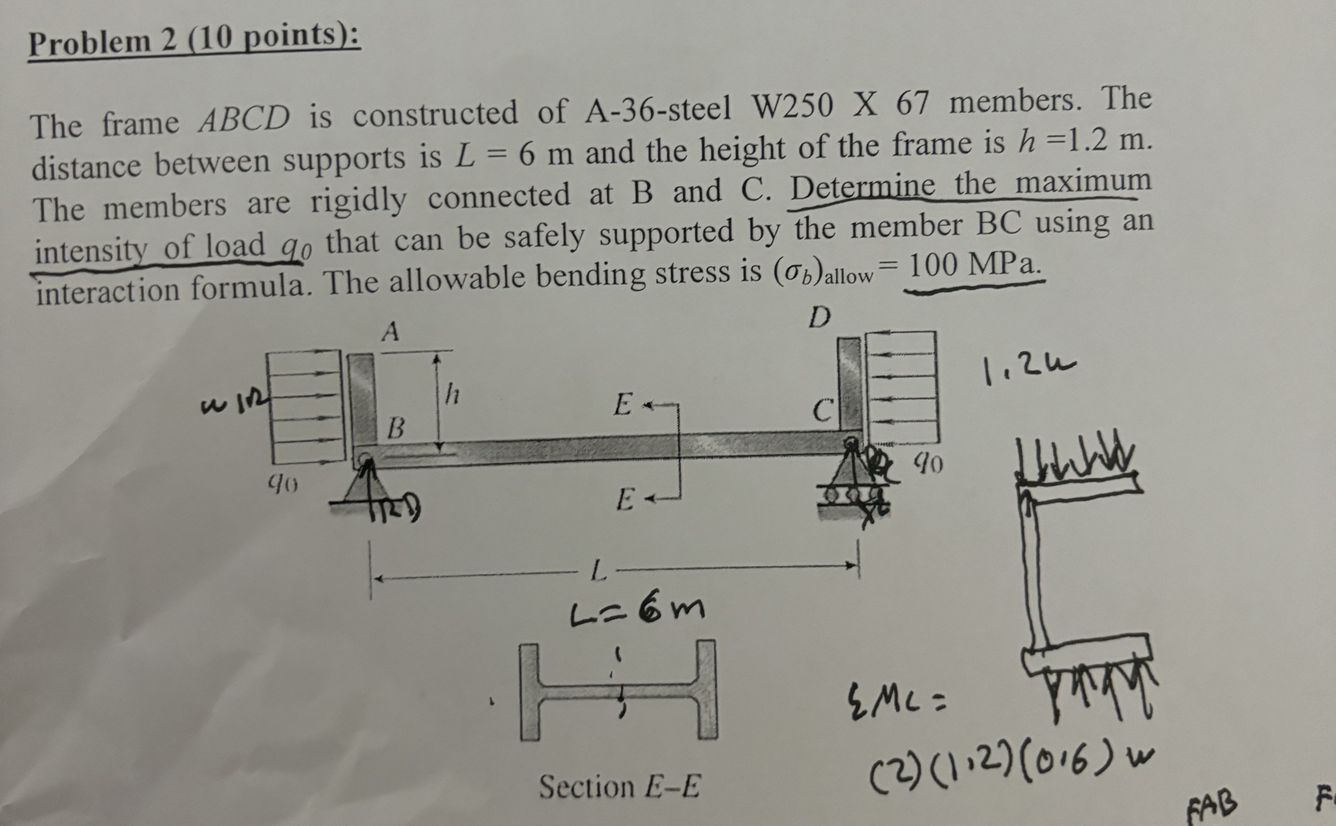 Solved Problem 2 (10 ﻿points):The frame ABCD is constructed | Chegg.com