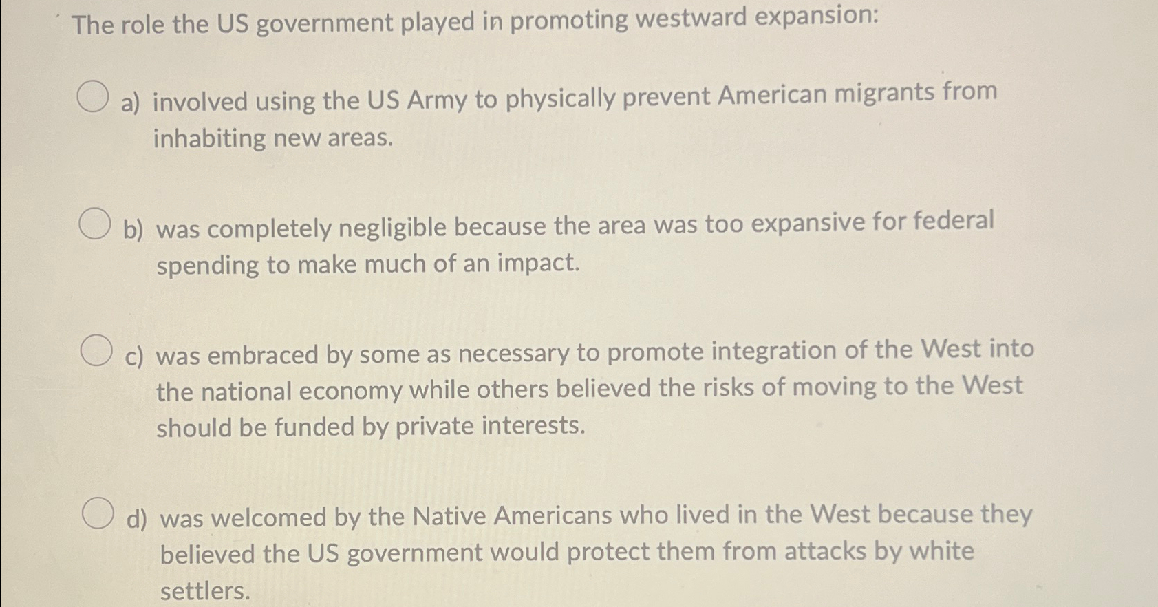 Solved The role the US government played in promoting | Chegg.com