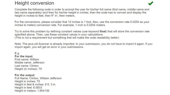 Solved Height conversion Complete the following code in | Chegg.com