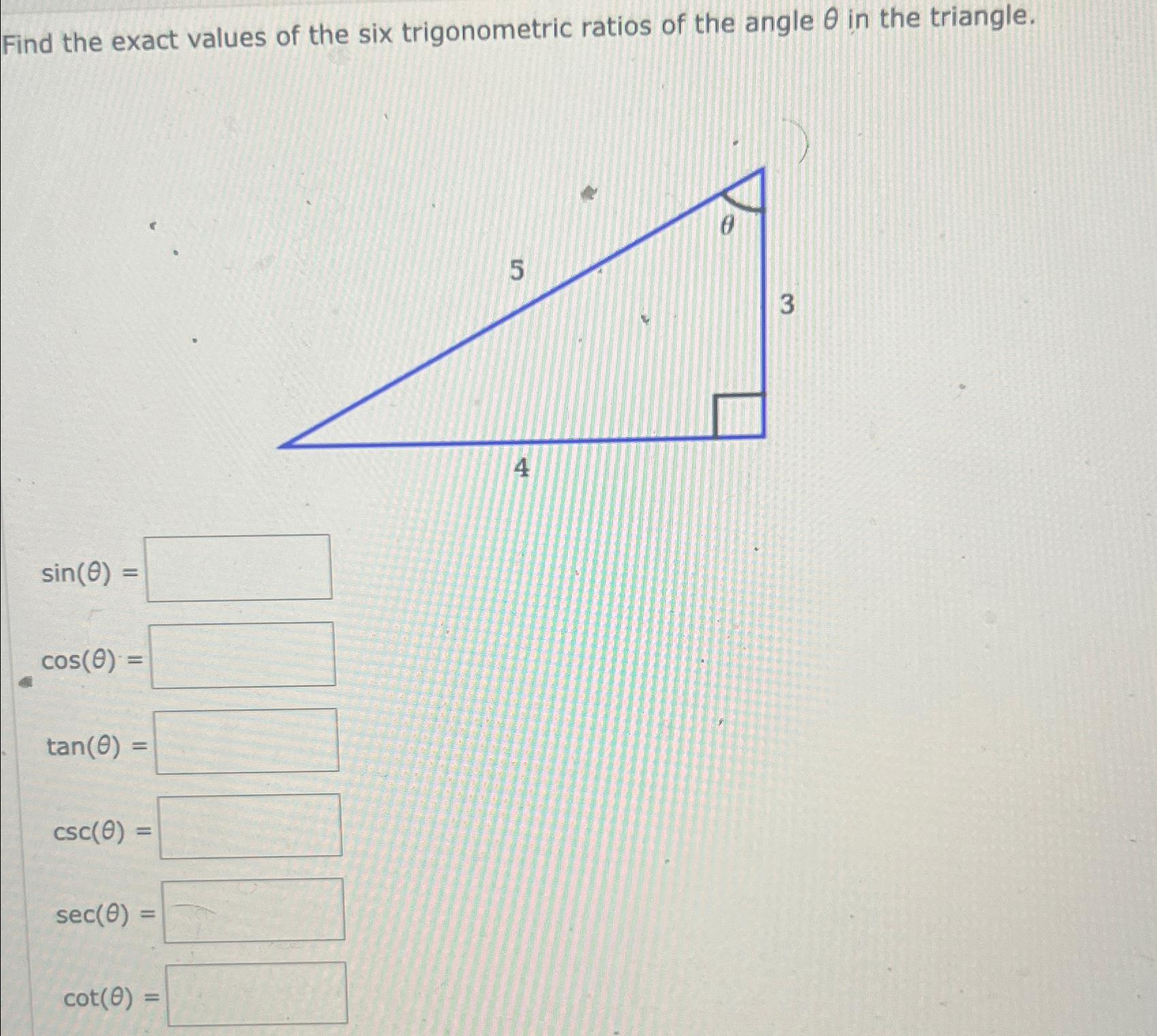 Solved 8.Find the exact values of the six trigonometric | Chegg.com