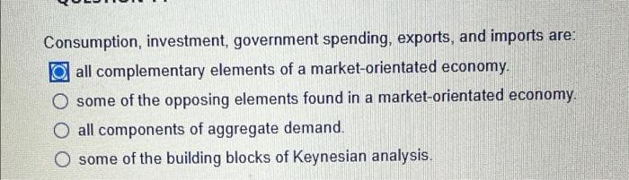 Solved Consumption, investment, government spending, | Chegg.com