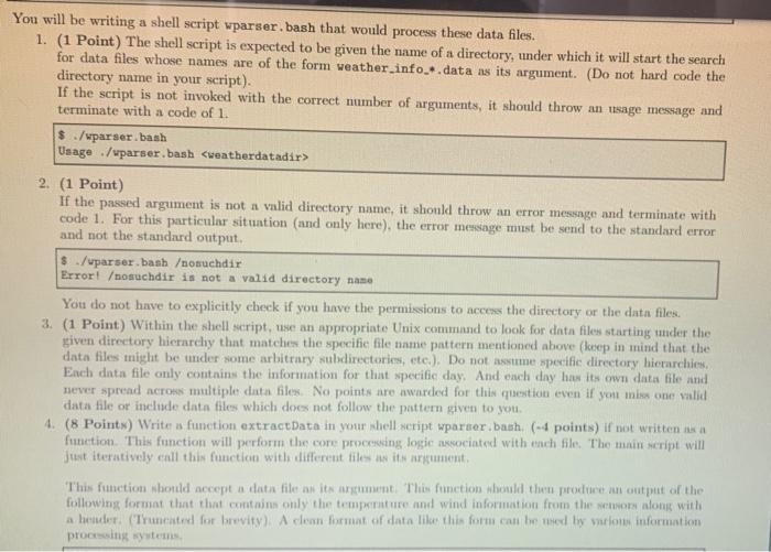 Solved You Will Be Writing A Shell Script Wparser Bash That Chegg