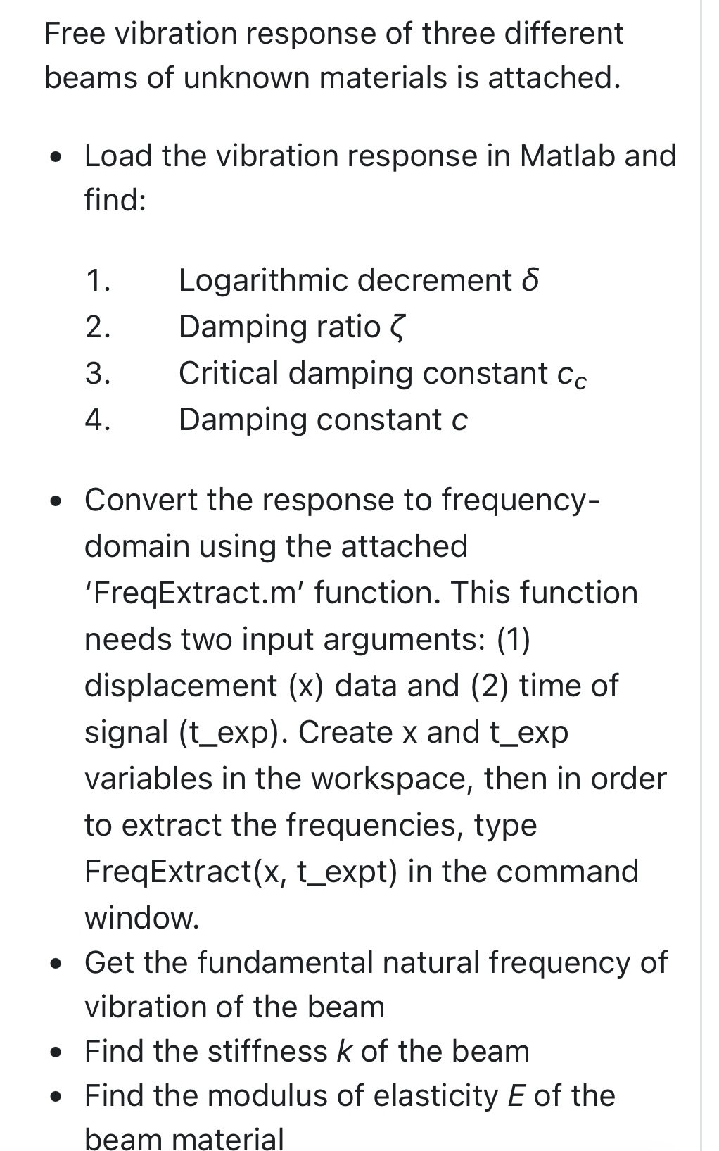 Solved Free vibration response of three different beams of | Chegg.com