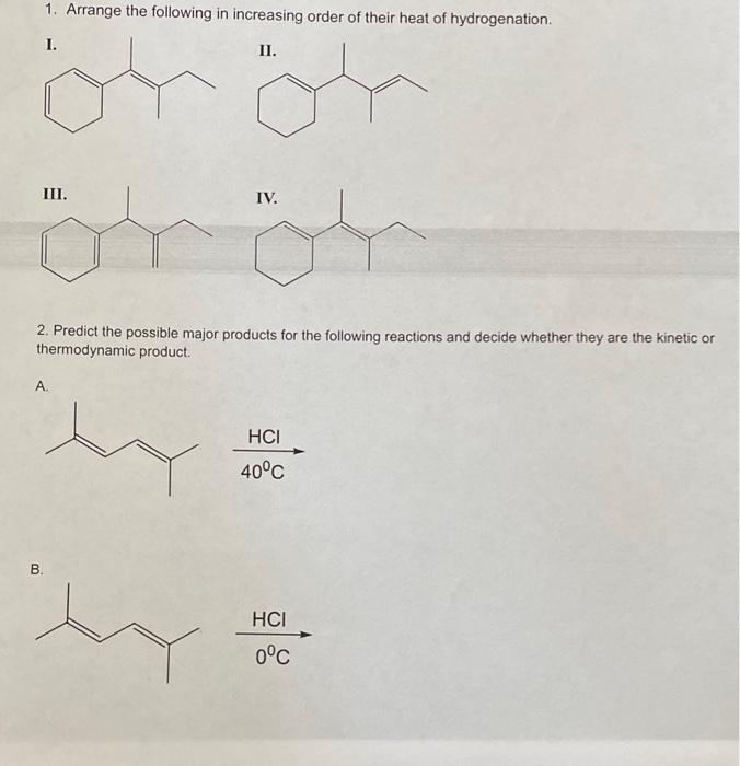 Solved 1. Arrange the following in increasing order of their | Chegg.com