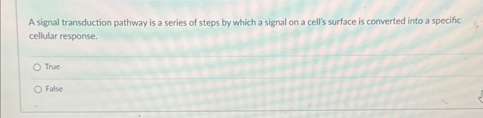 Solved A signal transduction pathway is a series of steps by | Chegg.com