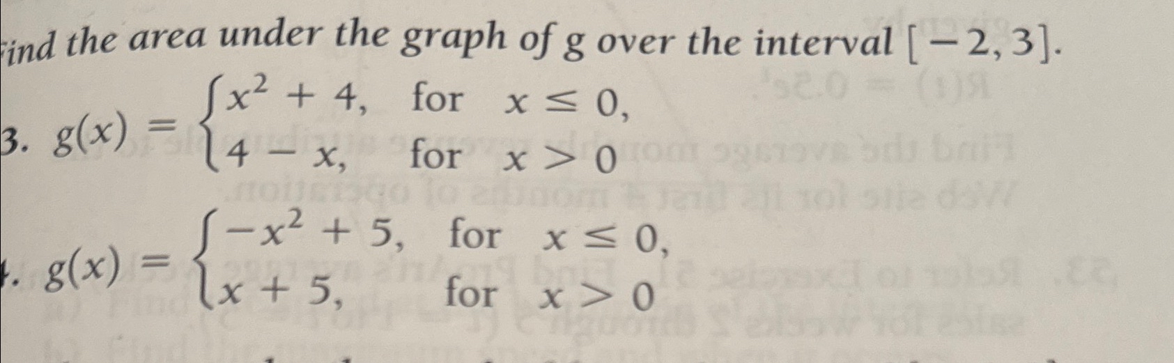 Solved d ﻿the area under the graph of g ﻿over the interval | Chegg.com