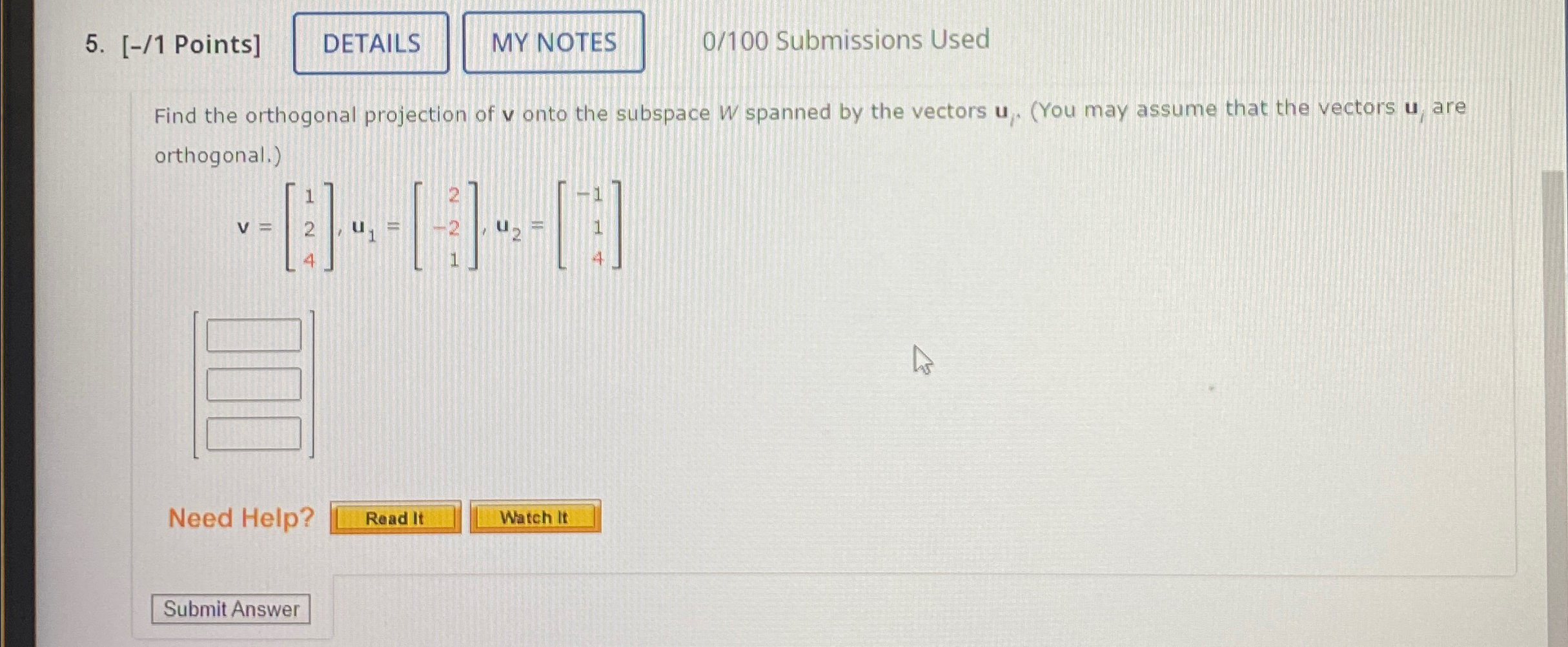 Solved [-/1 ﻿Points]0/100 ﻿Submissions UsedFind the | Chegg.com