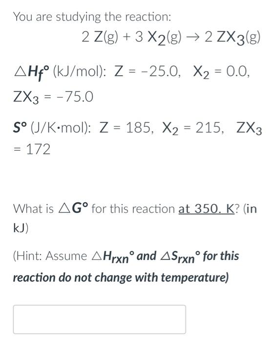 Solved You are studying the reaction: \\[ \\begin{array}{l} | Chegg.com