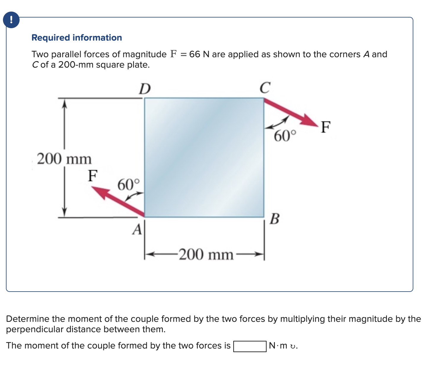Solved Required informationTwo parallel forces of magnitude | Chegg.com