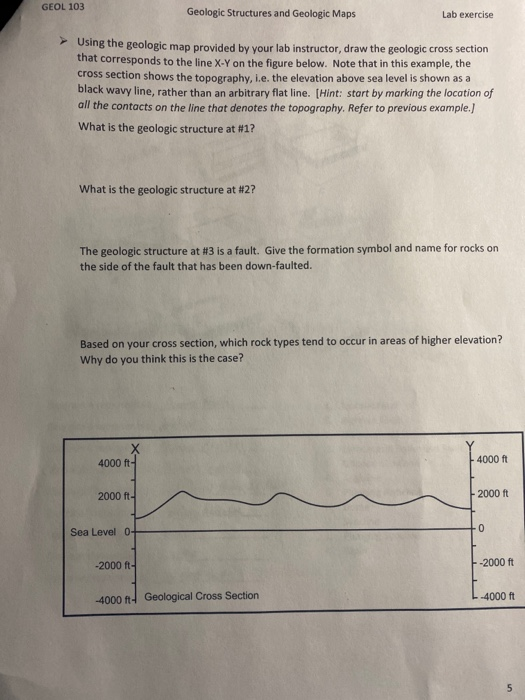 Solved GEOL 103 Geologic Structures and Geologic Maps Lab | Chegg.com