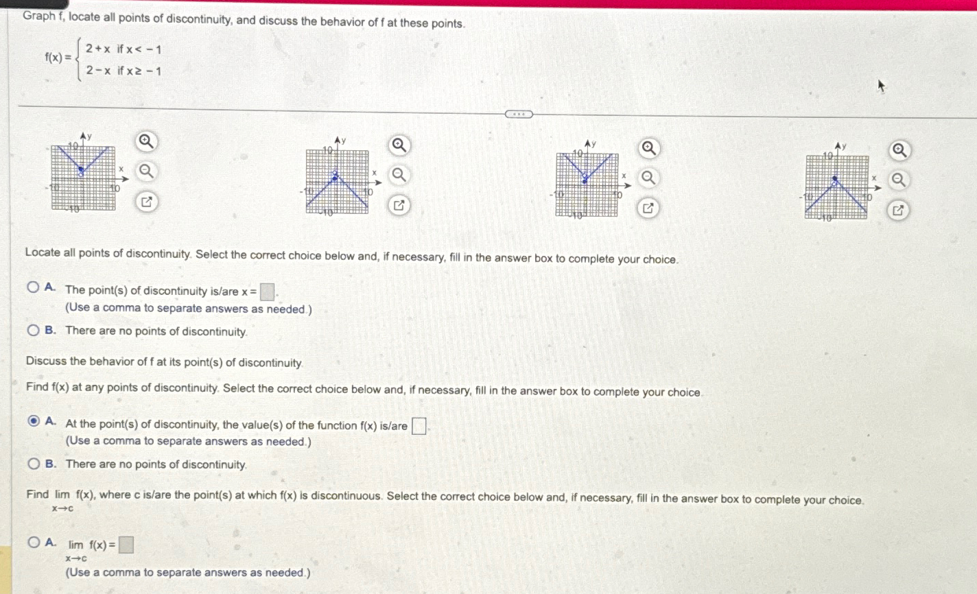 Solved Graph f, ﻿locate all points of discontinuity, and | Chegg.com