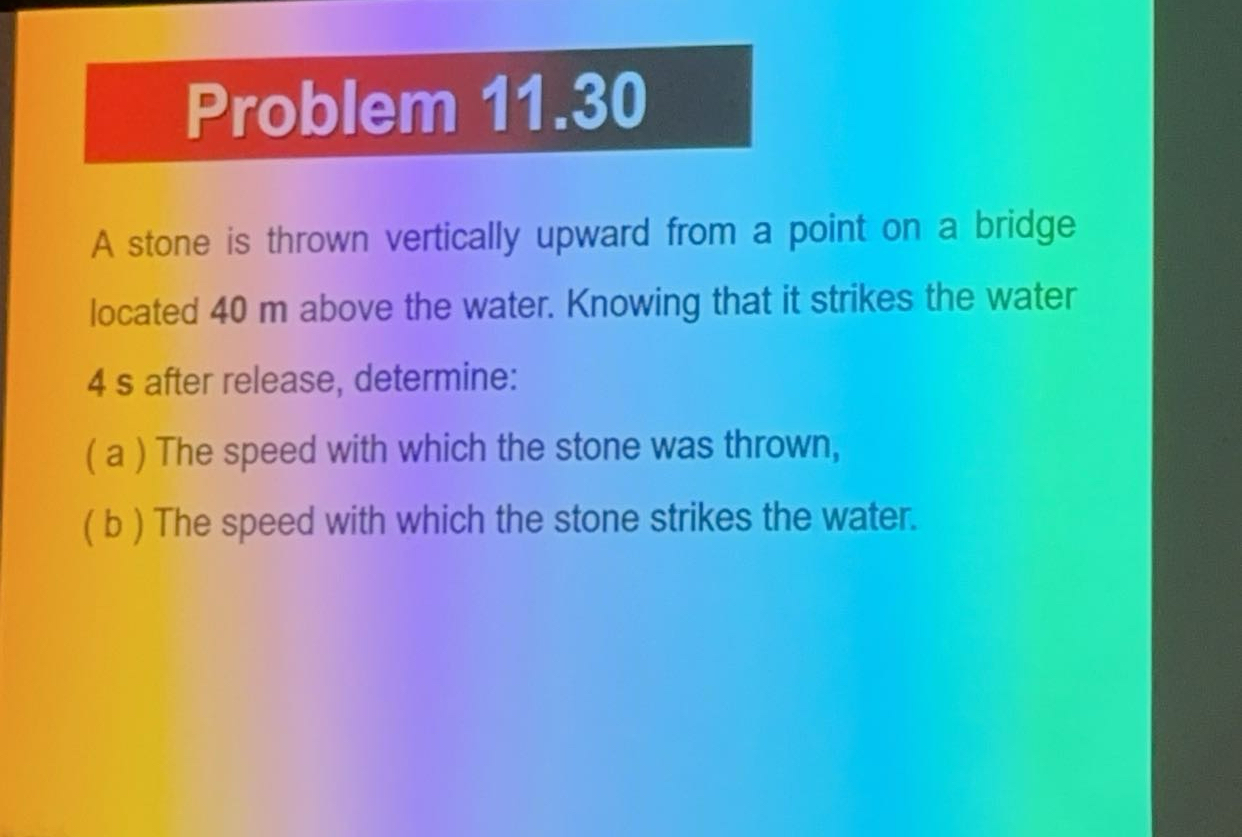 Solved Problem 11.30A stone is thrown vertically upward from | Chegg.com