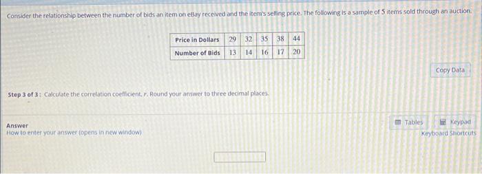 Solved Step 3 of 3 : Calcukte the correlation coefficient, | Chegg.com