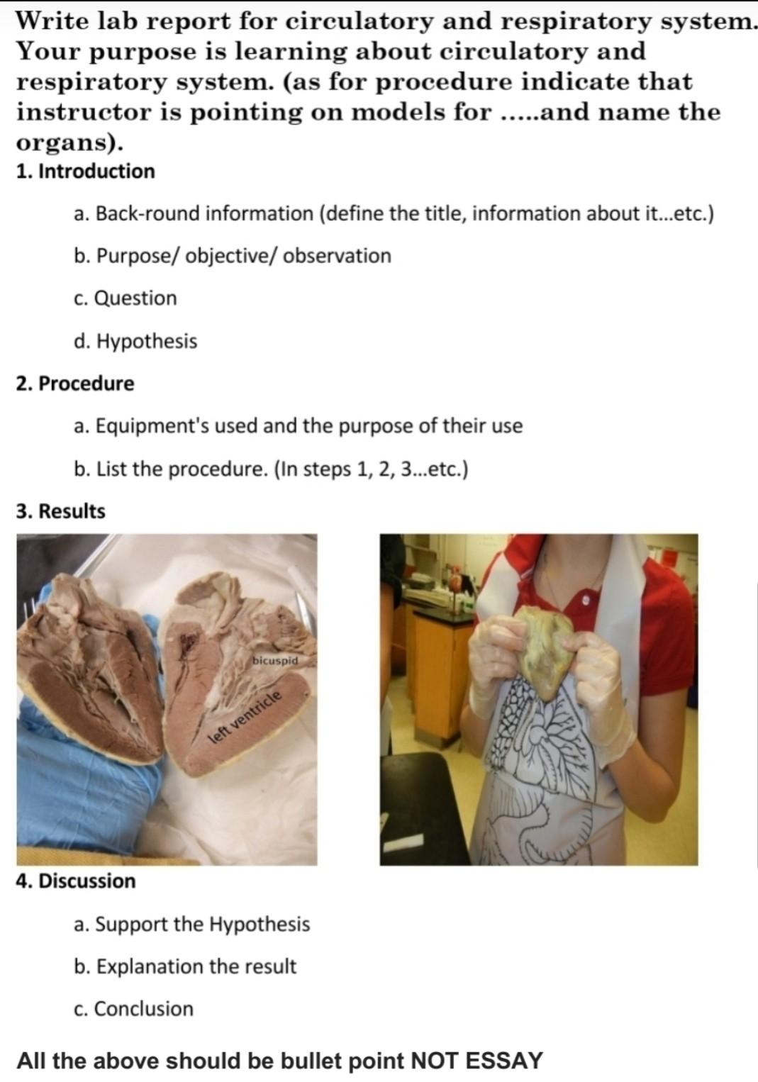 Write lab report for circulatory and respiratory | Chegg.com