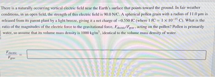 Solved There is a naturally occurring vertical electric | Chegg.com