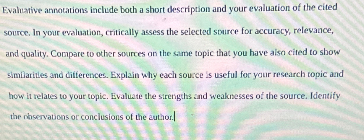 Solved Evaluative annotations include both a short | Chegg.com
