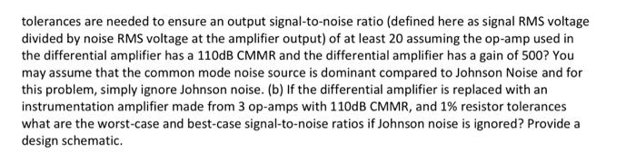 Solved 4. (a) A biopotential with an RMS signal level of | Chegg.com