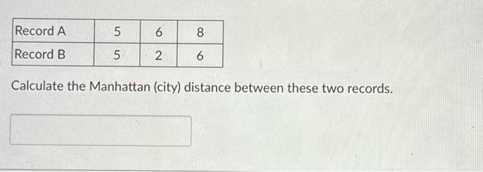 Solved Calculate the Manhattan (city) distance between these | Chegg.com