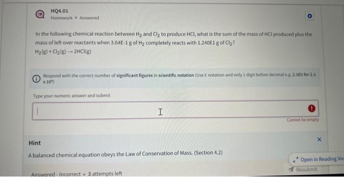 Solved In the following chemical reaction between H2 and Cl2 | Chegg.com