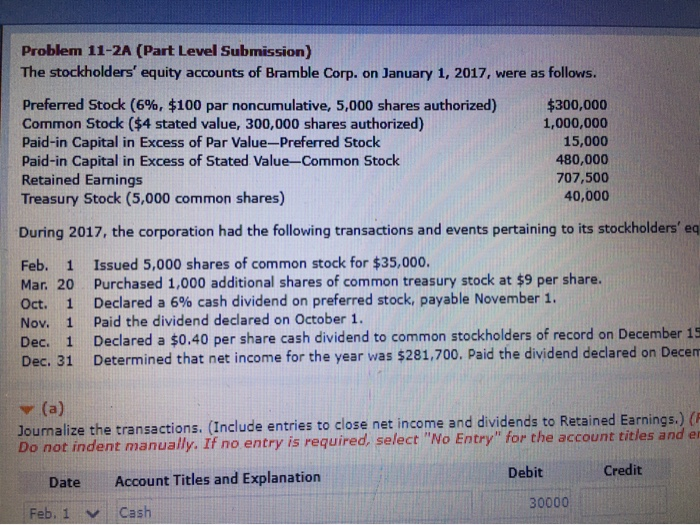 Solved Problem 11-2A (Part Level Submission) The | Chegg.com