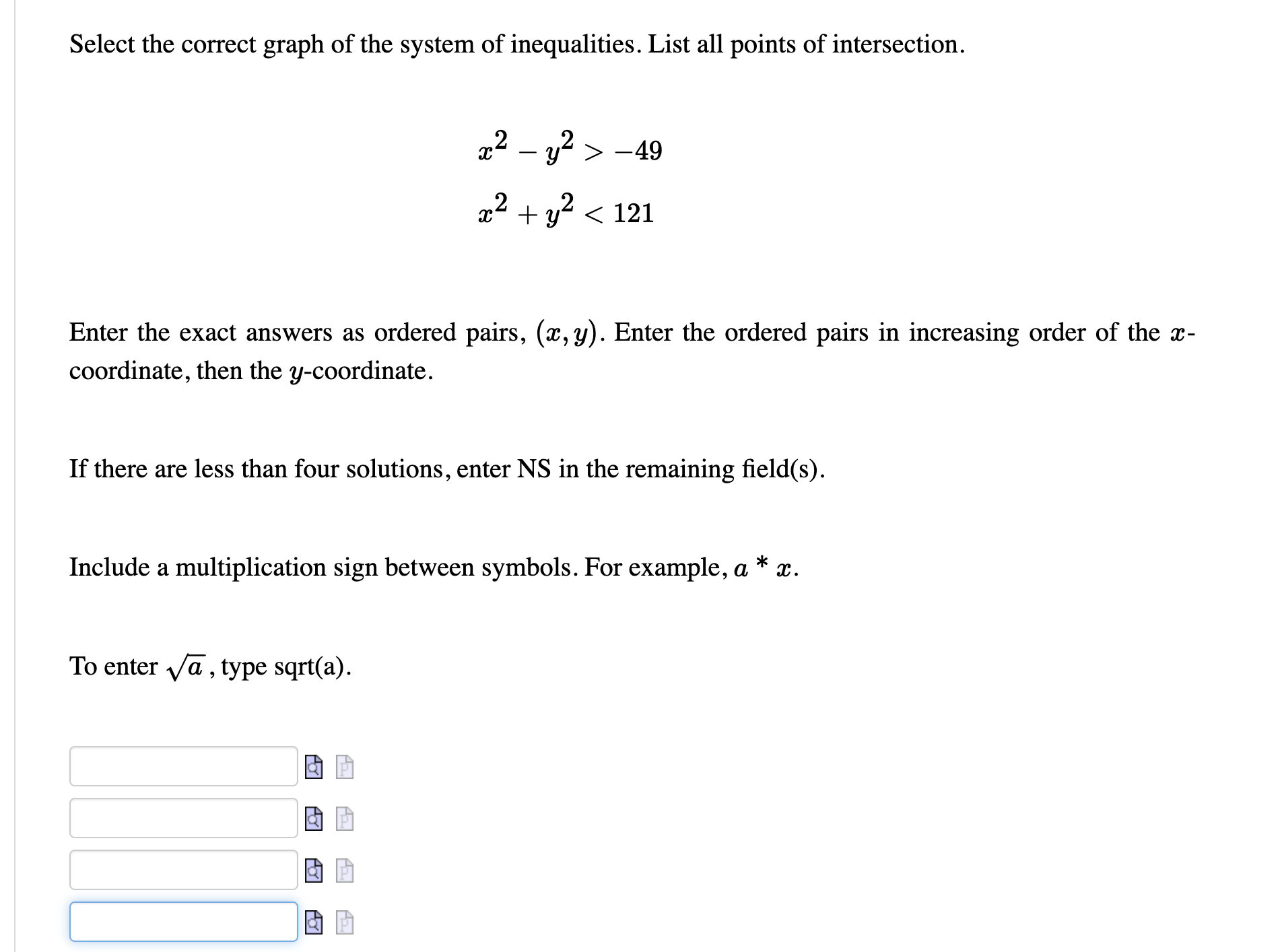 Select the correct graph of the system of | Chegg.com