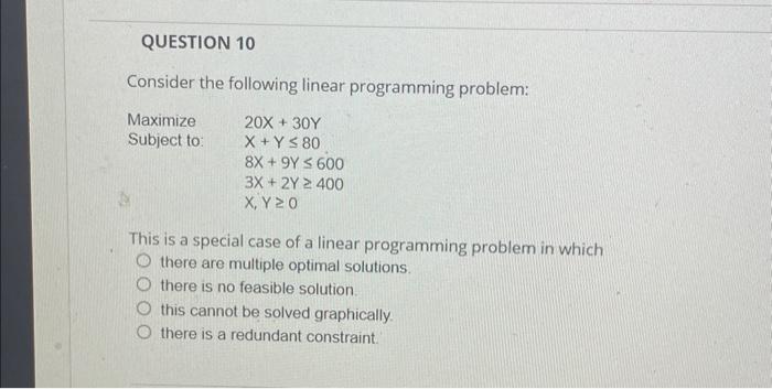 Solved Consider the following linear programming problem: | Chegg.com