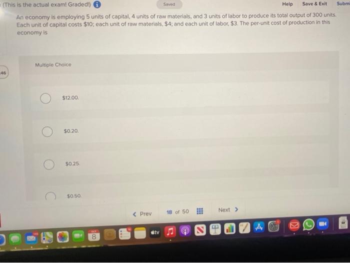 Solved Save & Exit Subm (This is the actual examl Graded!) | Chegg.com