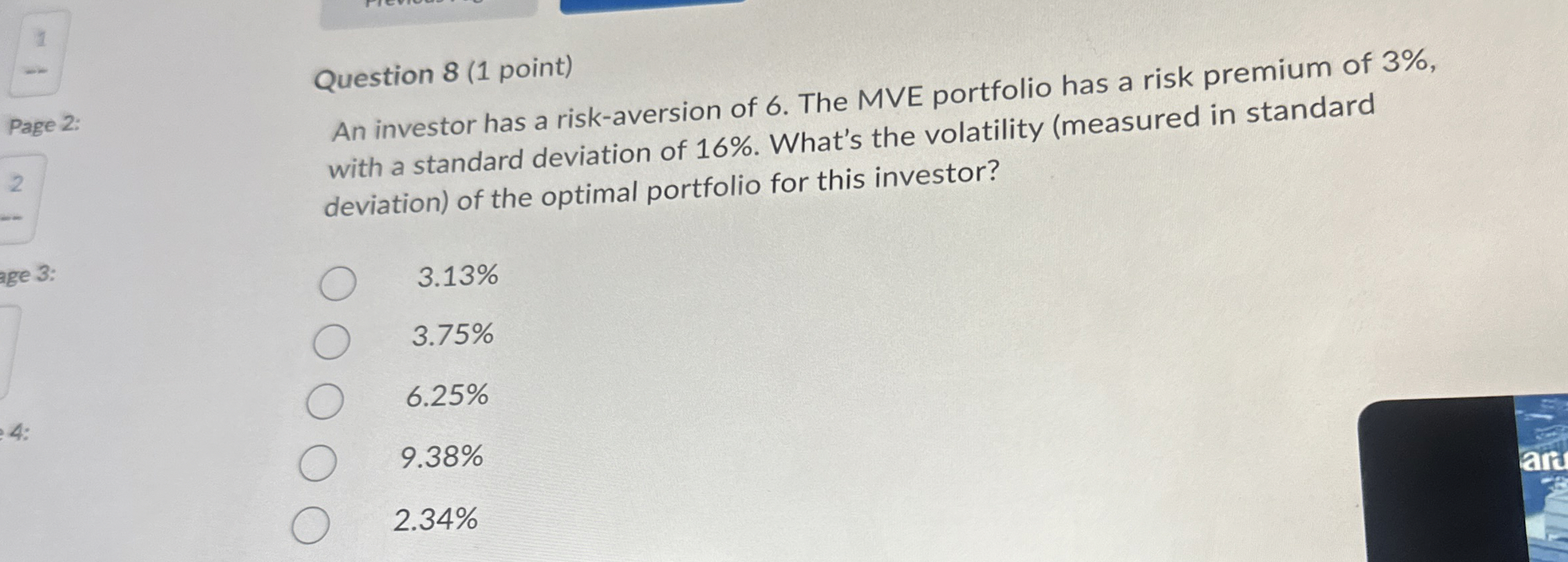 Solved Question 8 (1 ﻿point)An investor has a risk-aversion | Chegg.com