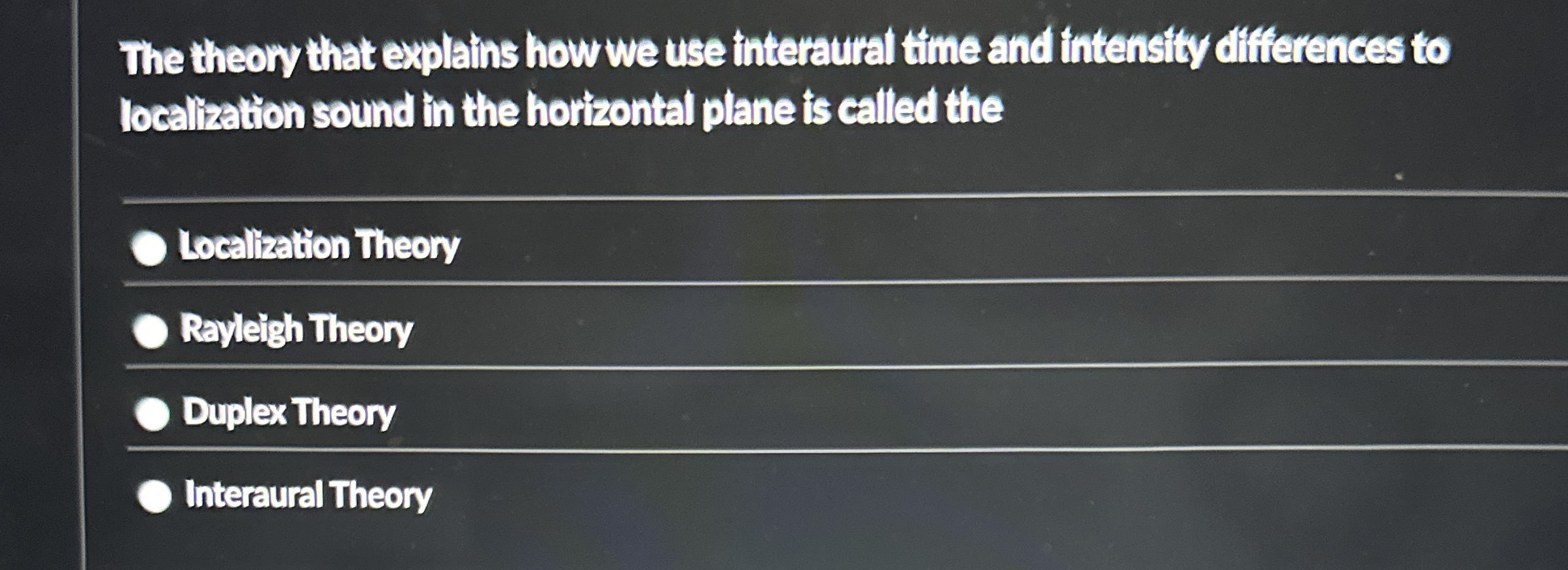 Solved The theory that explains how we use thteraural time | Chegg.com
