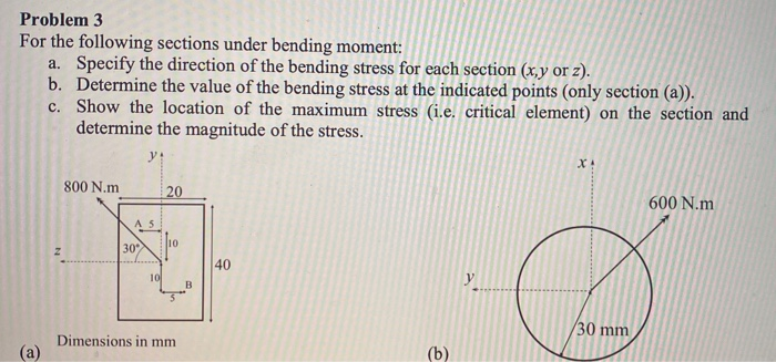 Solved Problem 3 For the following sections under bending | Chegg.com