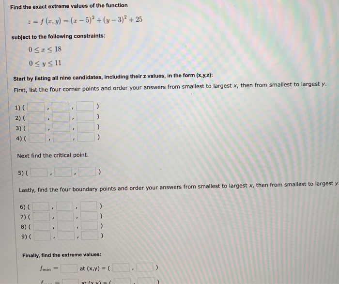 Solved find the exact extreme values of the function | Chegg.com