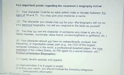 Solved Five important points regarding the examinee's | Chegg.com