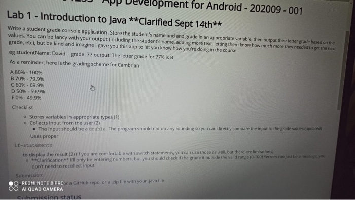 Solved pp Development for Android - 202009-001 Lab 1 - | Chegg.com