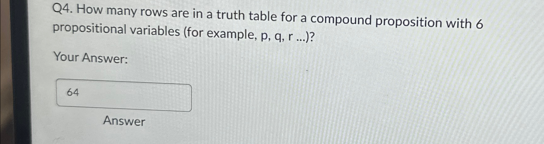 Solved How many rows are in a truth table for a compound | Chegg.com
