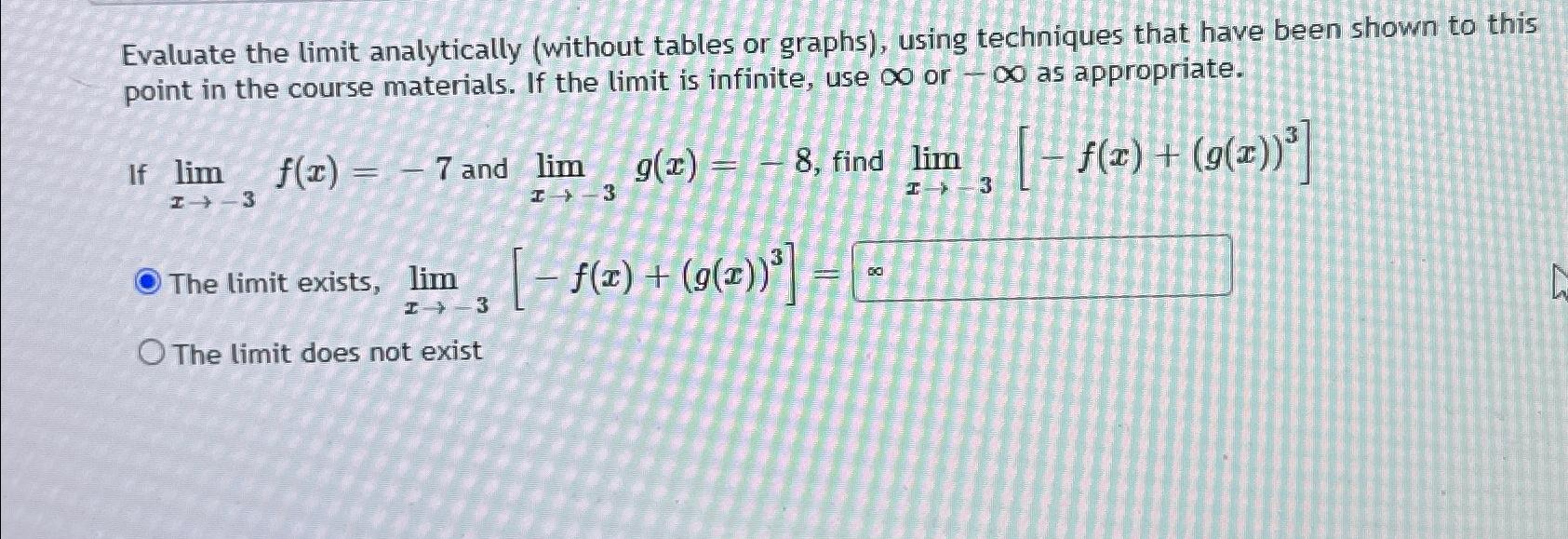 Solved Evaluate the limit analytically (without tables or | Chegg.com