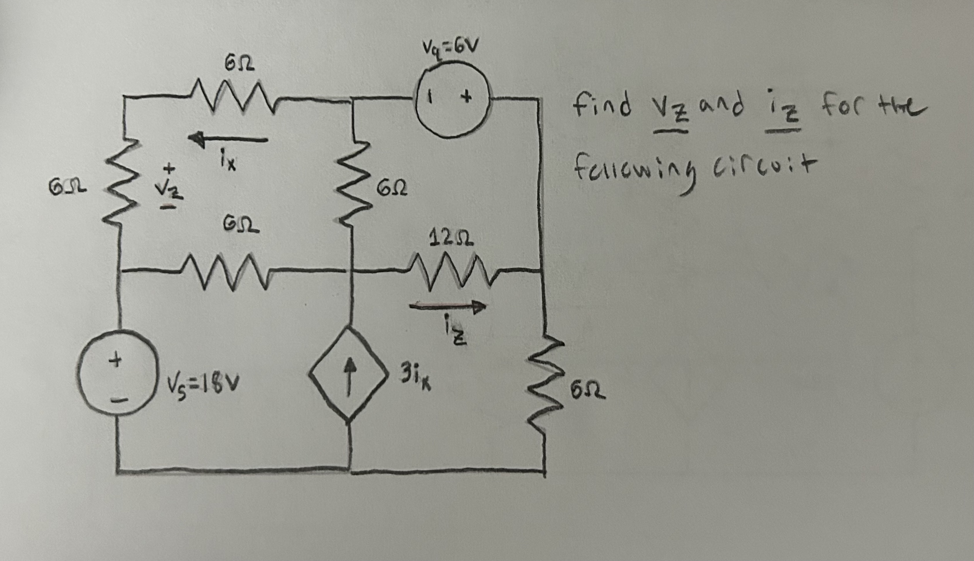Solved Find Vz and iz for the following circuit using Nodal | Chegg.com